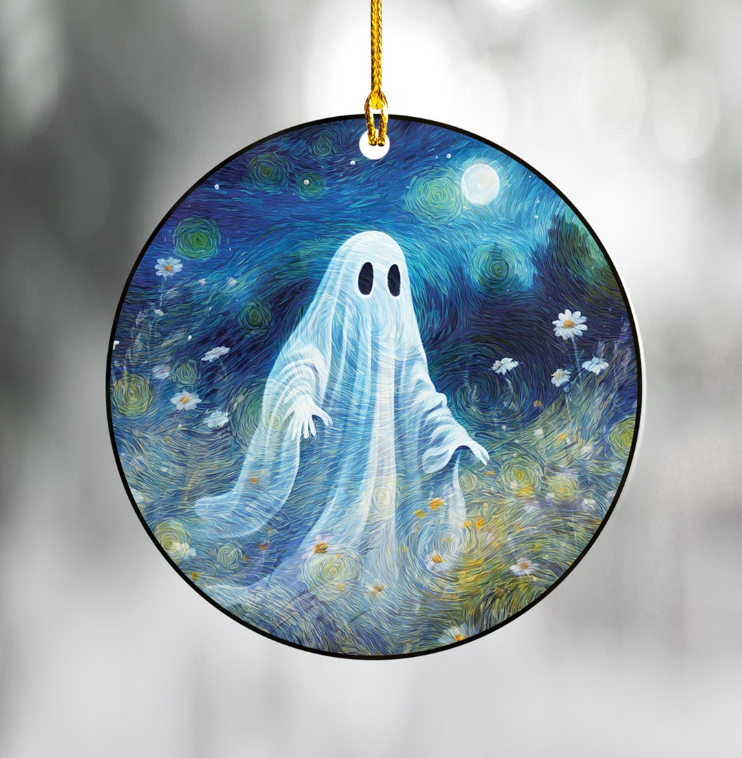 Vincent Van Gogh Inspired Halloween Ghost Ornament, Acrylic Starry ...