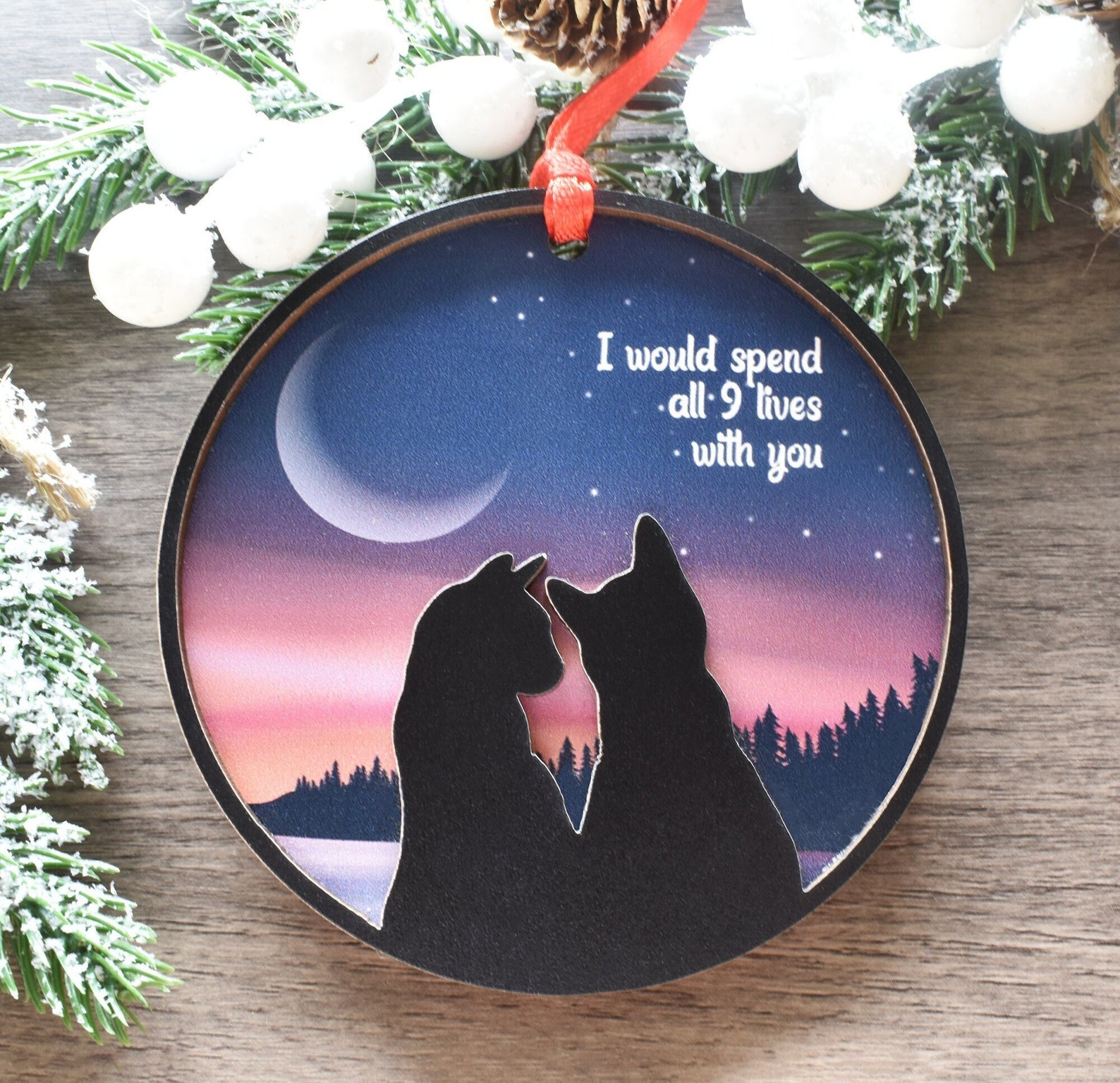 Romantic Cat Ornament for Couples, Custom Cat Themed Gift, Cat Lovers ...