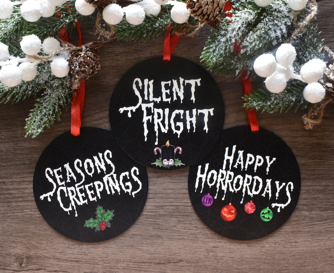 Spooky Creepmas Christmas Ornaments Set of 3, Scary Gothic Christmas ...
