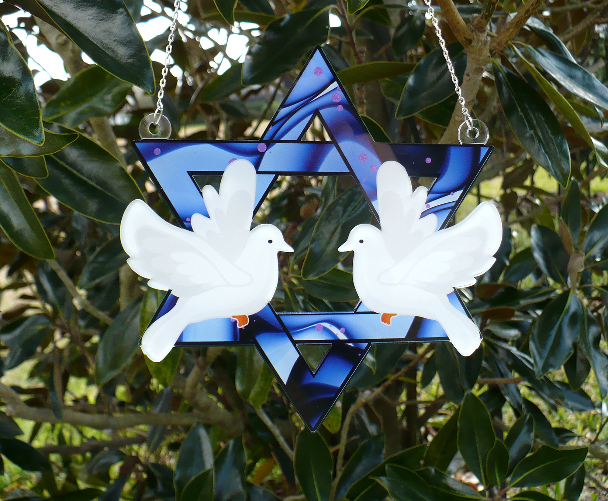 Star of David Window Ornament, Jewish Star Home Decor Acrylic Hanging ...