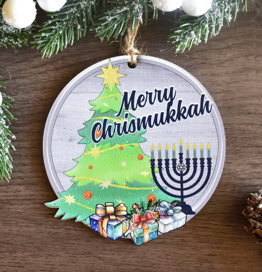 Happy Hanukkah Merry Christmas Custom Shape Wood Ornament, Merry ...