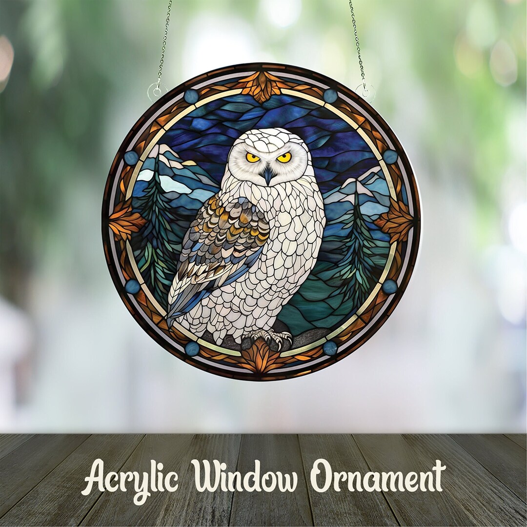 Owl Ornament, Snowy Owl Acrylic Window Ornament, Owl Gifts, Owl Decor ...