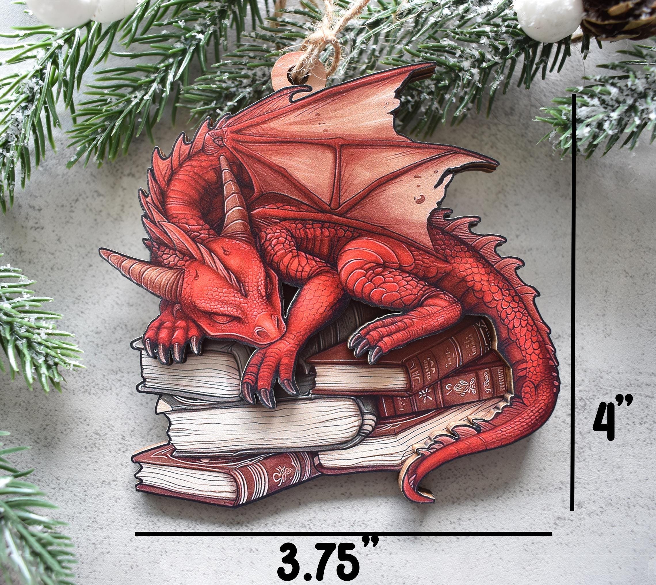 Book Dragon Christmas Ornament, Book Lover Ornament and Gift, Fantasy ...