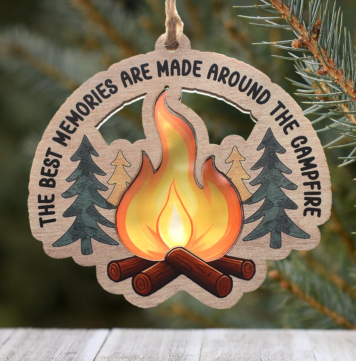 Campfire Ornament, Camping 3D Wood and Acrylic Gifts for Nature Lovers ...