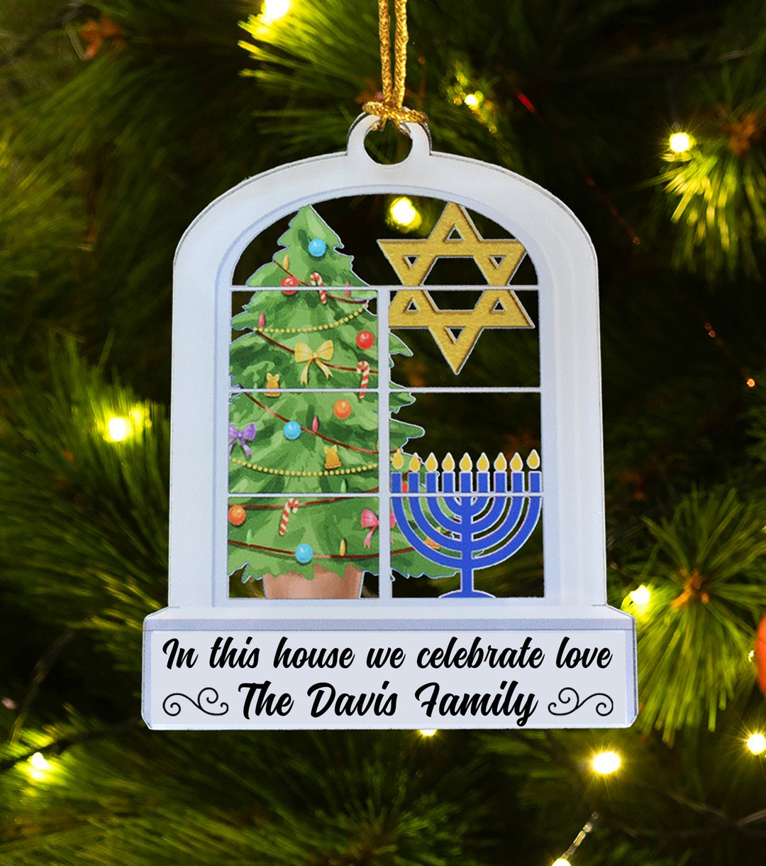 Personalized Christmas Hanukkah Acrylic Ornament, Custom Gift for ...