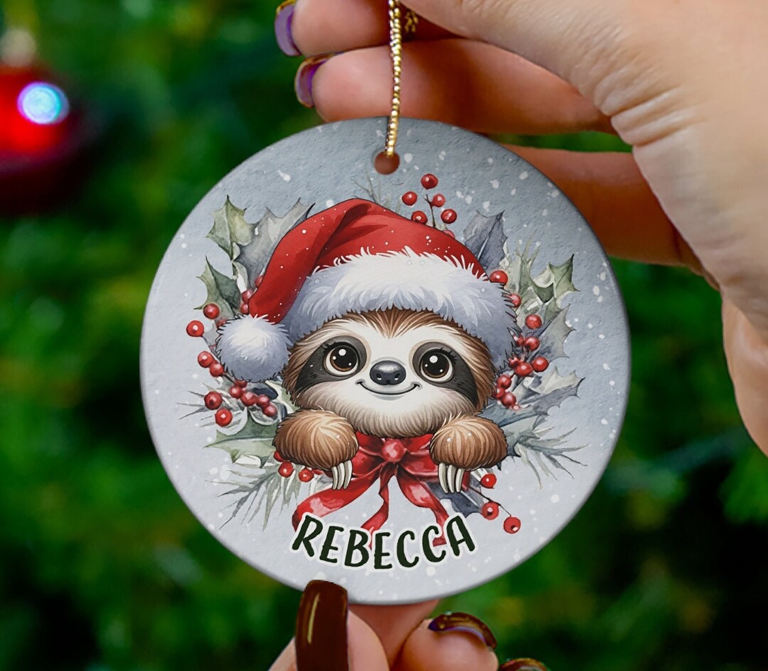 Personalized Sloth Ornament, Adorable Sloth Christmas Gift, Custom ...