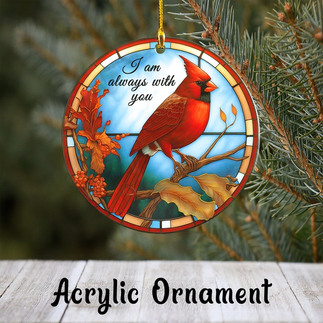 Cardinal Memorial Christmas Ornament, Acrylic Red Cardinal in Memory of ...