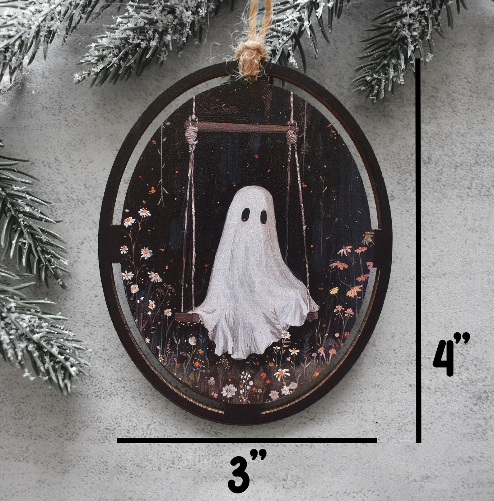 Ghost on Swing Spooky Christmas Ornament, Halloween Ghost Dark ...