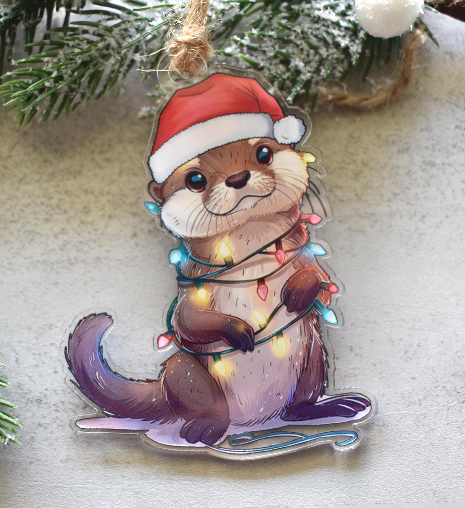 Adorable Otter Ornament, Personalized Acrylic Otter Christmas Gifts ...