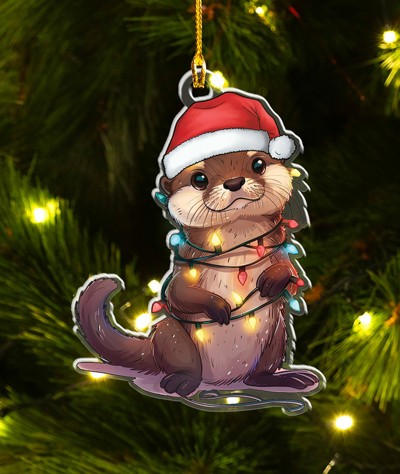 Adorable Otter Ornament, Personalized Acrylic Otter Christmas Gifts ...
