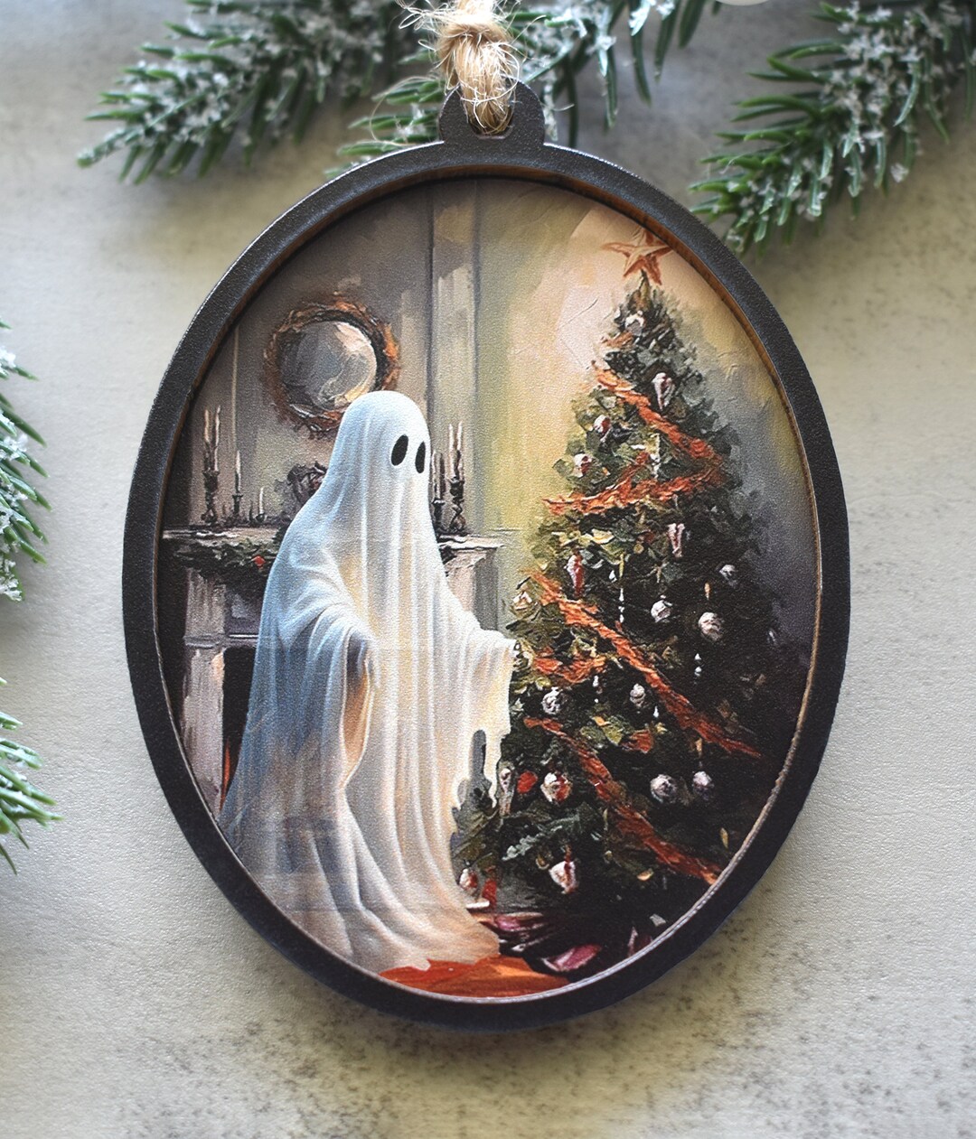 Spooky Ghost Christmas Ornament, 2 Layer Wood Ghost Painting Ornament ...