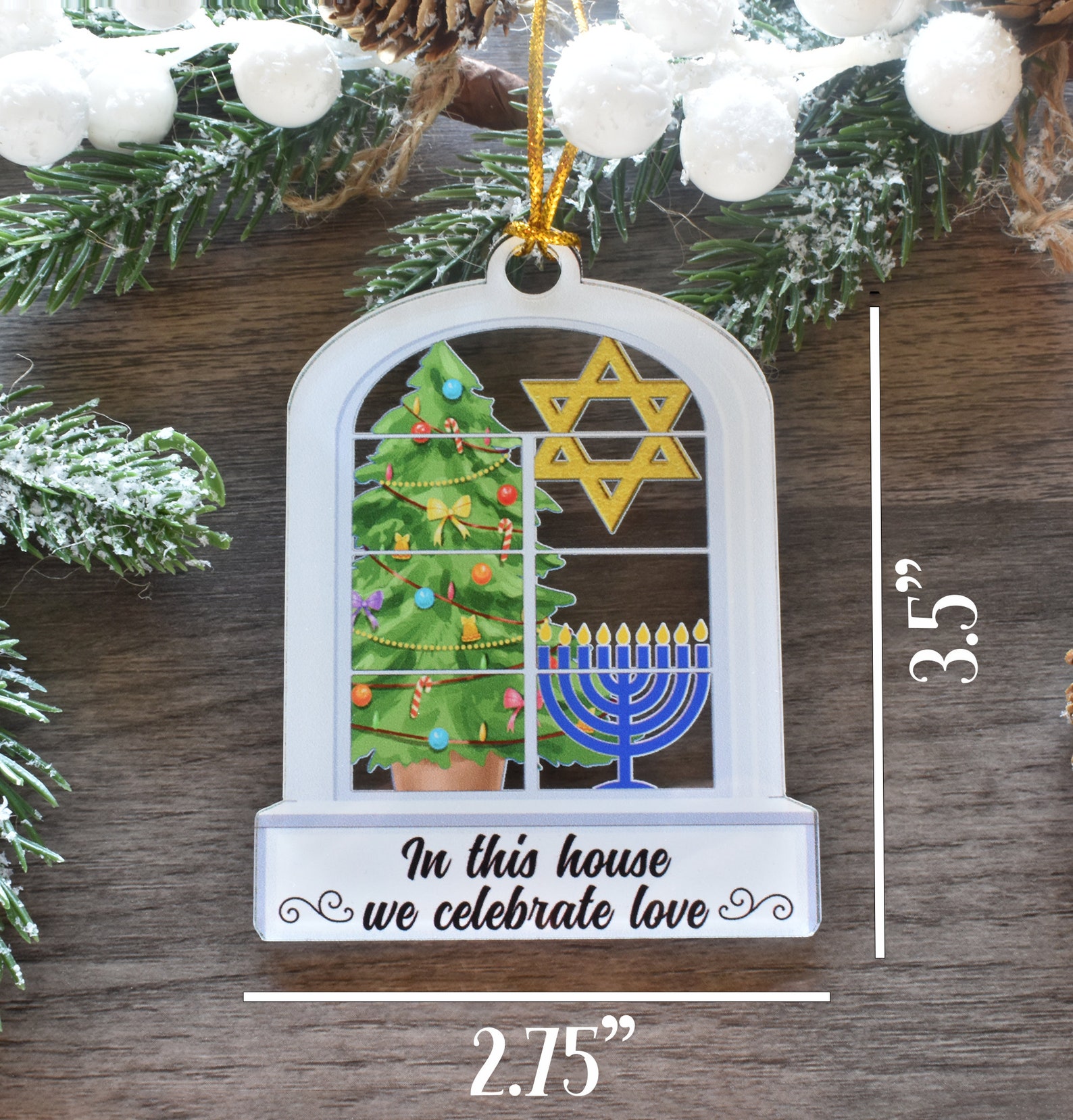 Personalized Christmas Hanukkah Acrylic Ornament, Custom Gift for ...