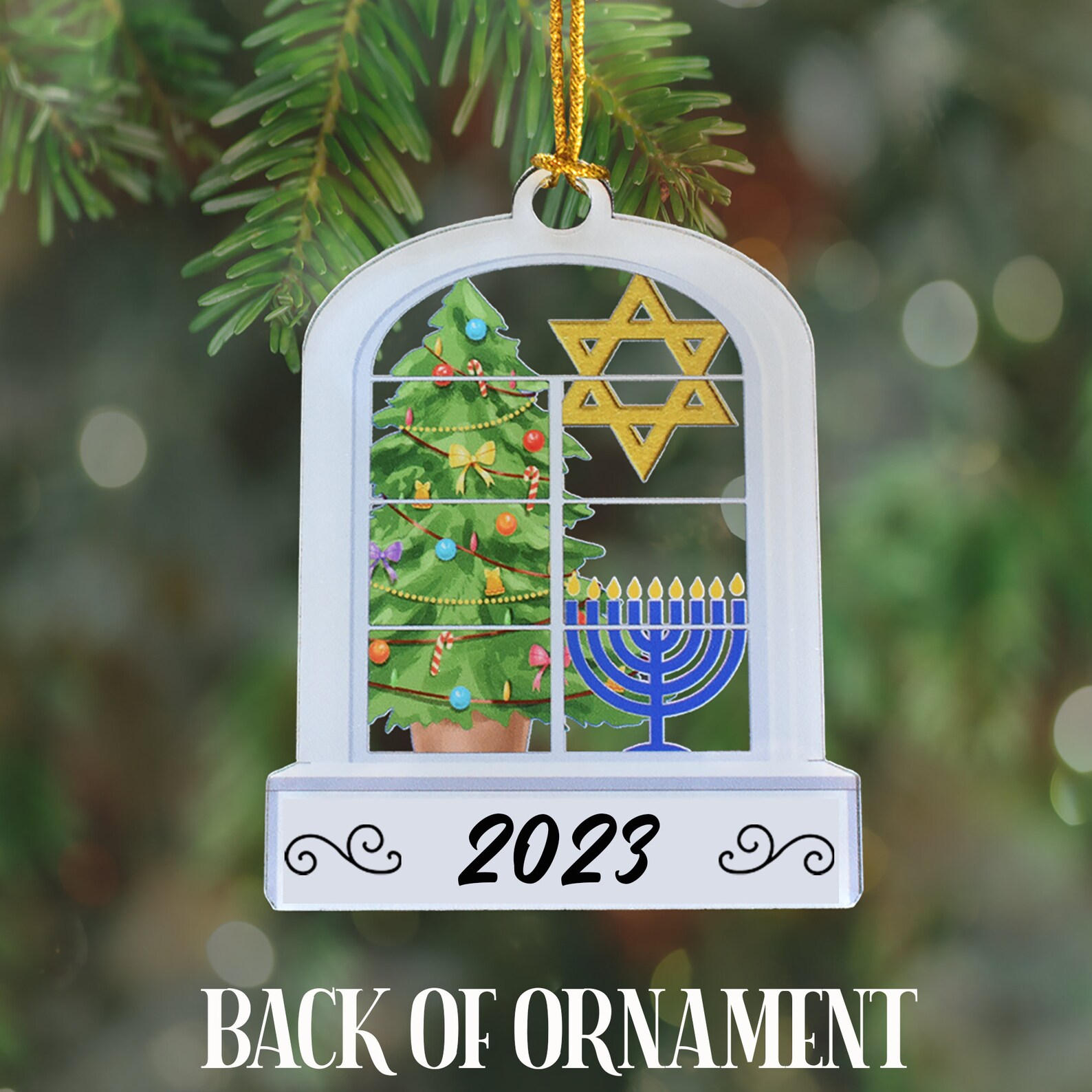 Personalized Christmas Hanukkah Acrylic Ornament, Custom Gift for ...