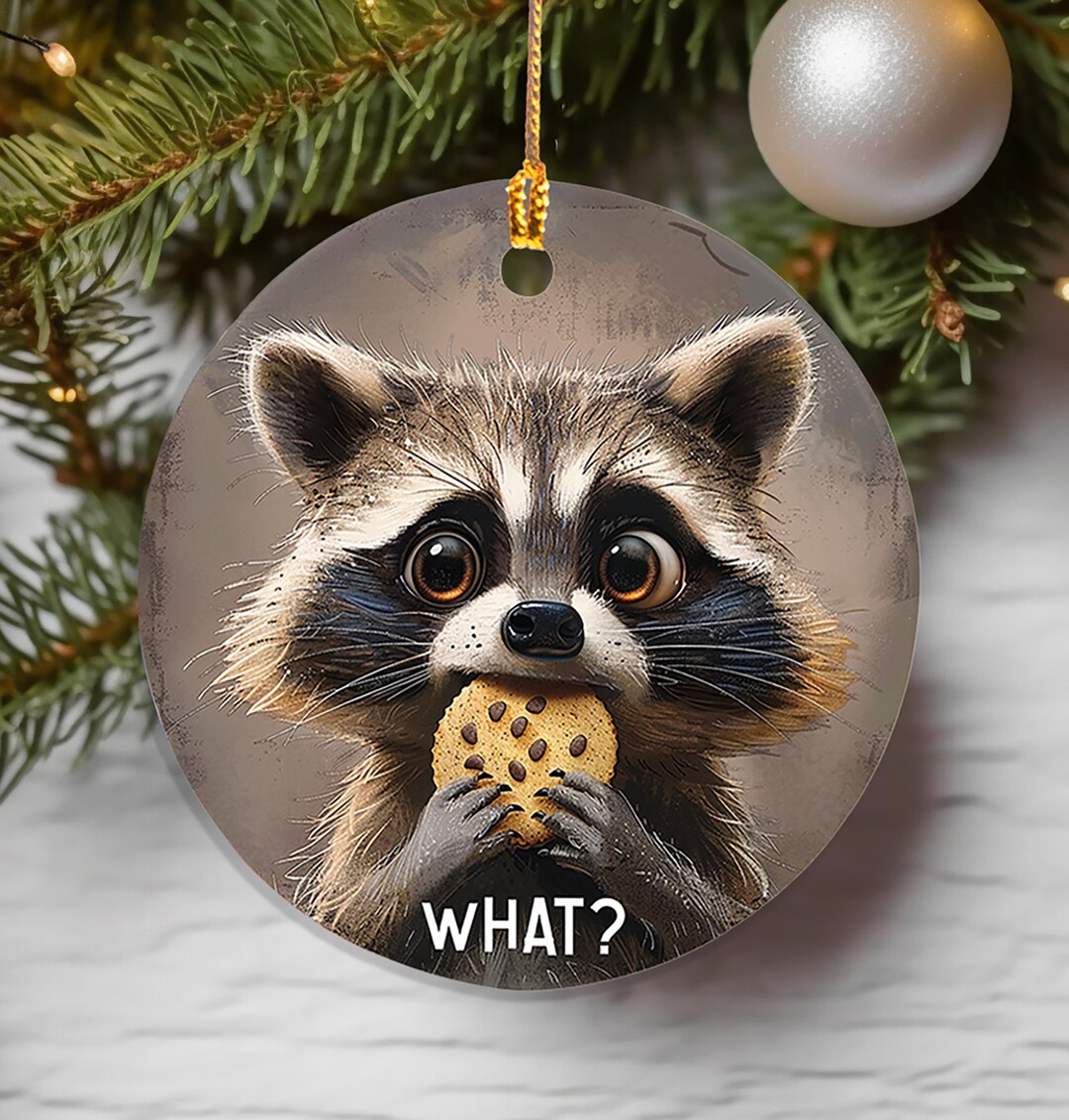 Adorable Raccoon Ornament, Funny Ceramic Raccoon Gift, Christmas Tree ...