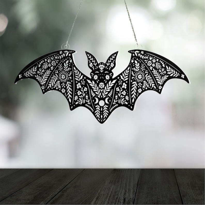 Halloween Bat Window Ornament, Bat Decor, Bat Gifts, Acrylic Bat ...