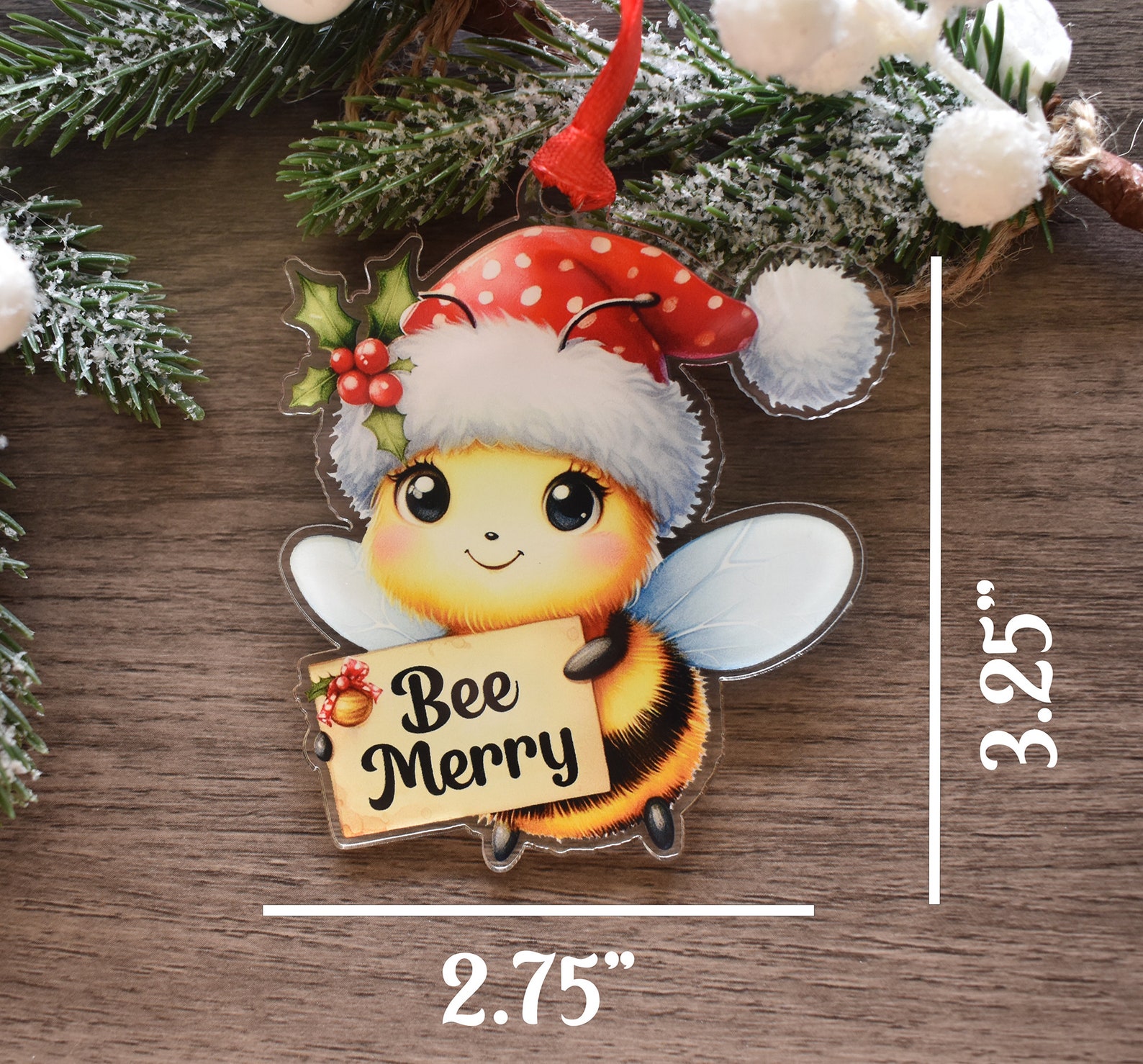 Adorable Bee Personalized Ornament, Acrylic Bee Theme Gift Christmas ...