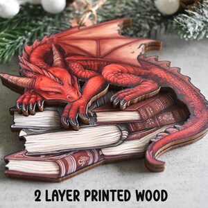 Book Dragon Christmas Ornament, Book Lover Ornament and Gift, Fantasy ...