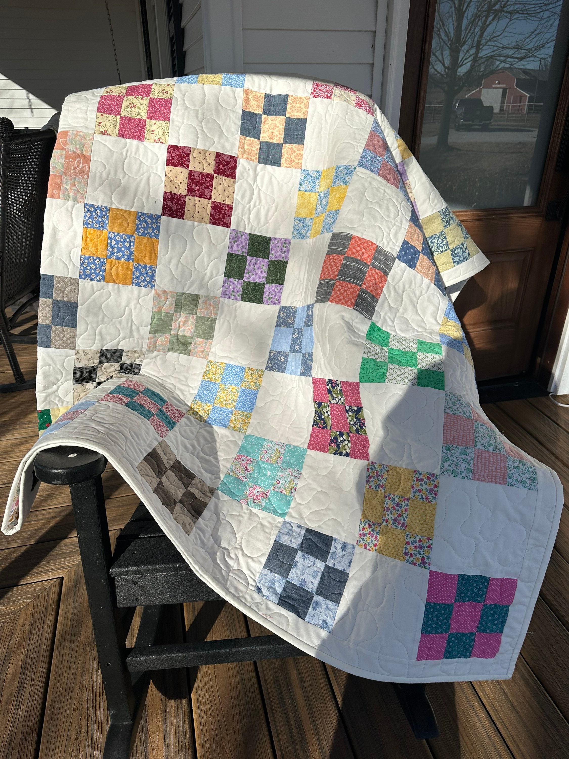 Handmade Nine Patch Scrap Quilt - Etsy