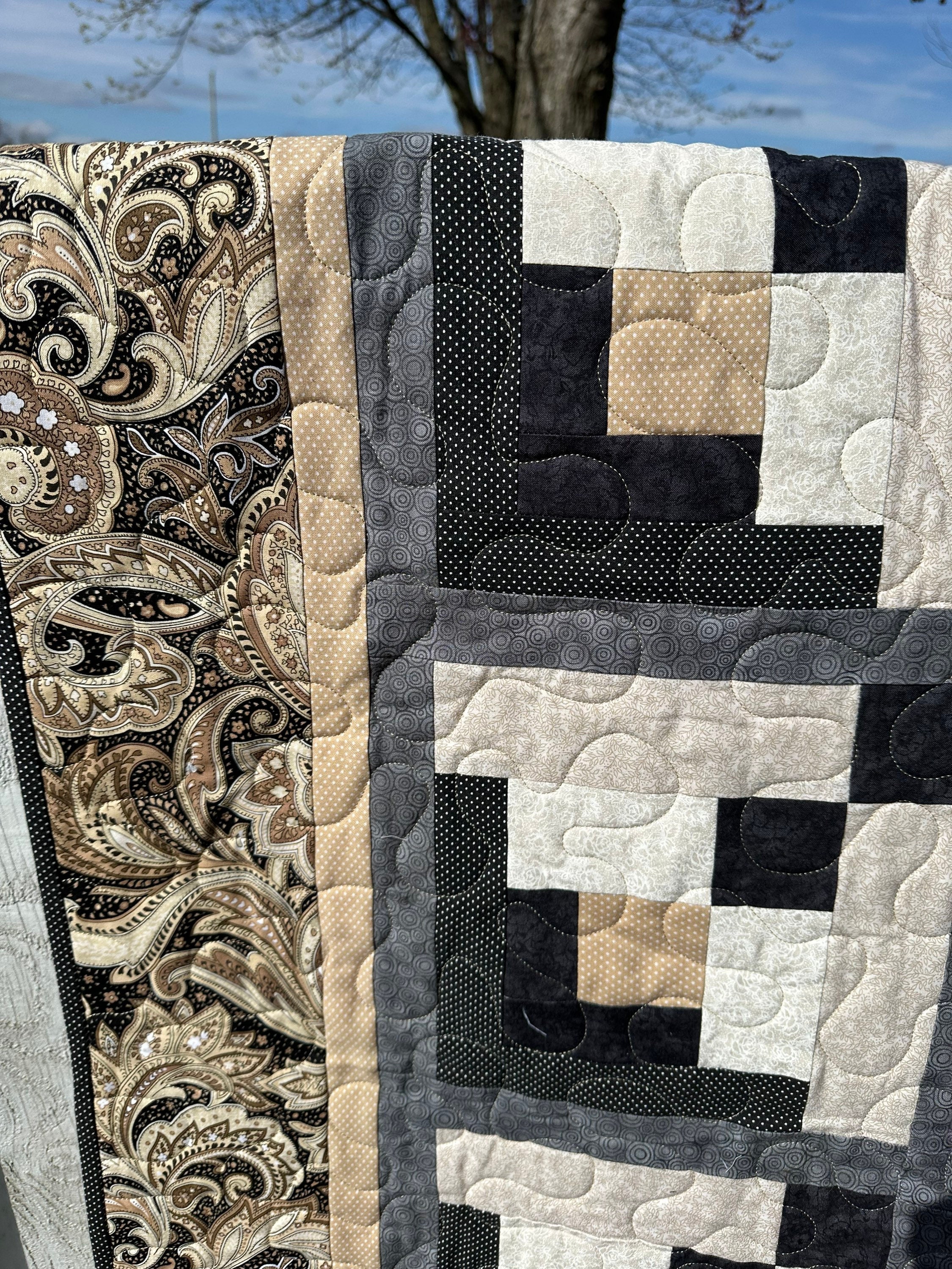 Black and Tan Handmade Quilt - Etsy