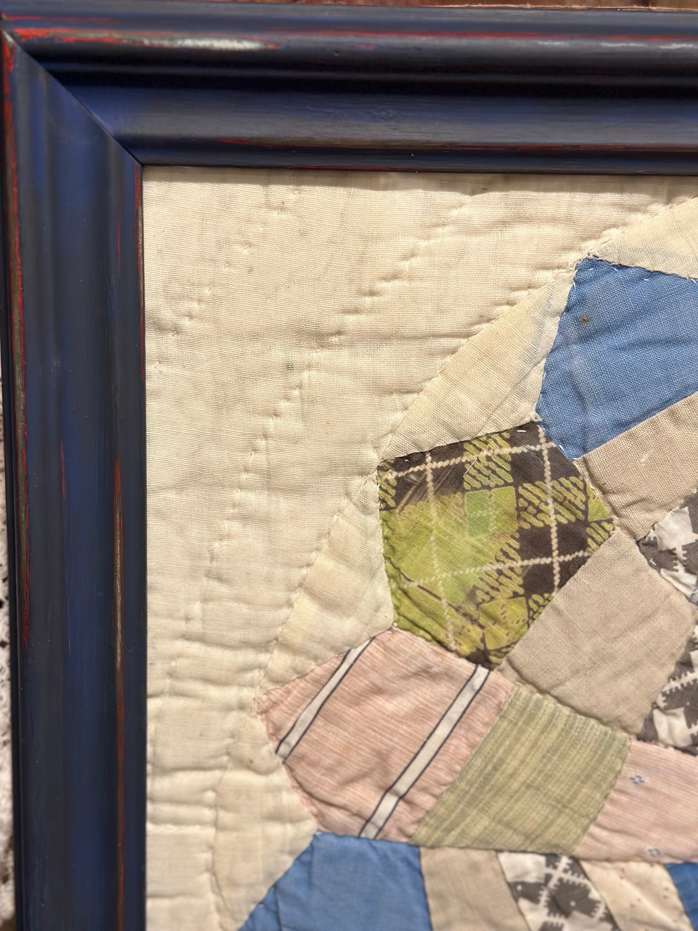 Vintage Country Farmhouse Quilt Repurposed in Blue Frame - Etsy