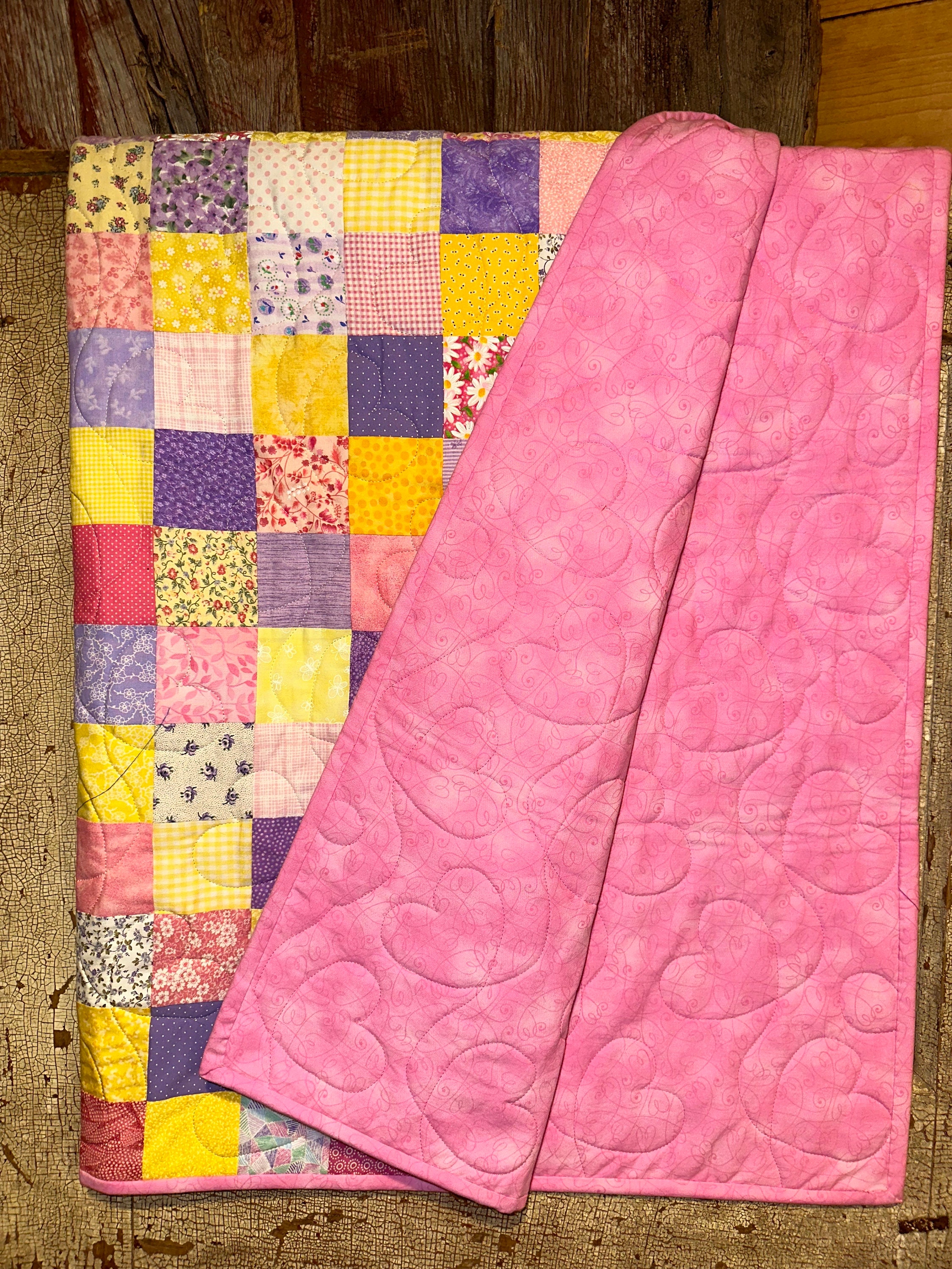 Baby Quilt Pink Yellow Purple - Etsy