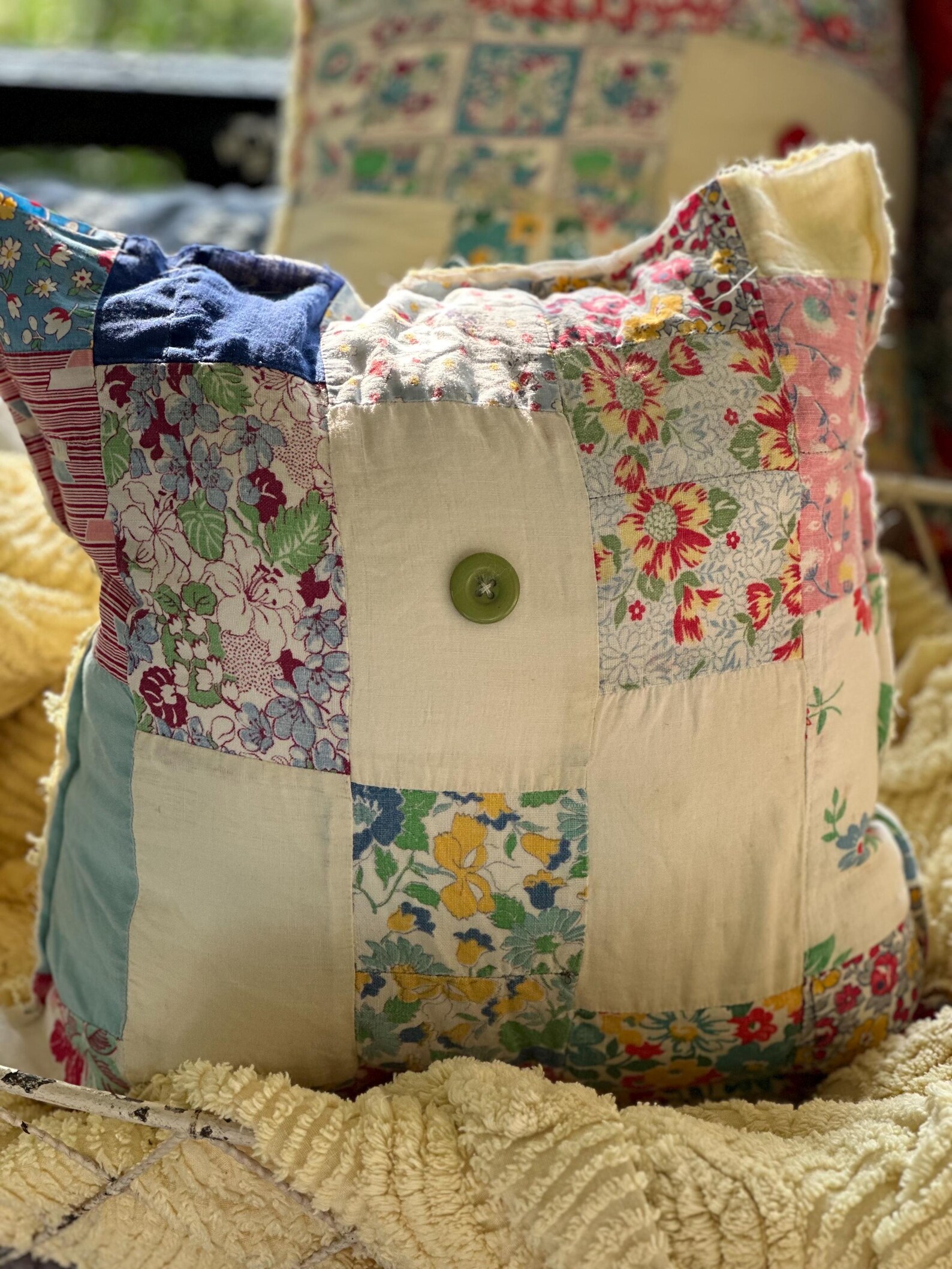 Handmade Pillow, Vintage Quilt Block, Country Farmhouse, Shabby Chic ...