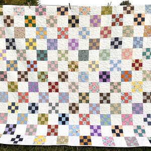 Handmade Nine-patch Scrap Quilt - Etsy