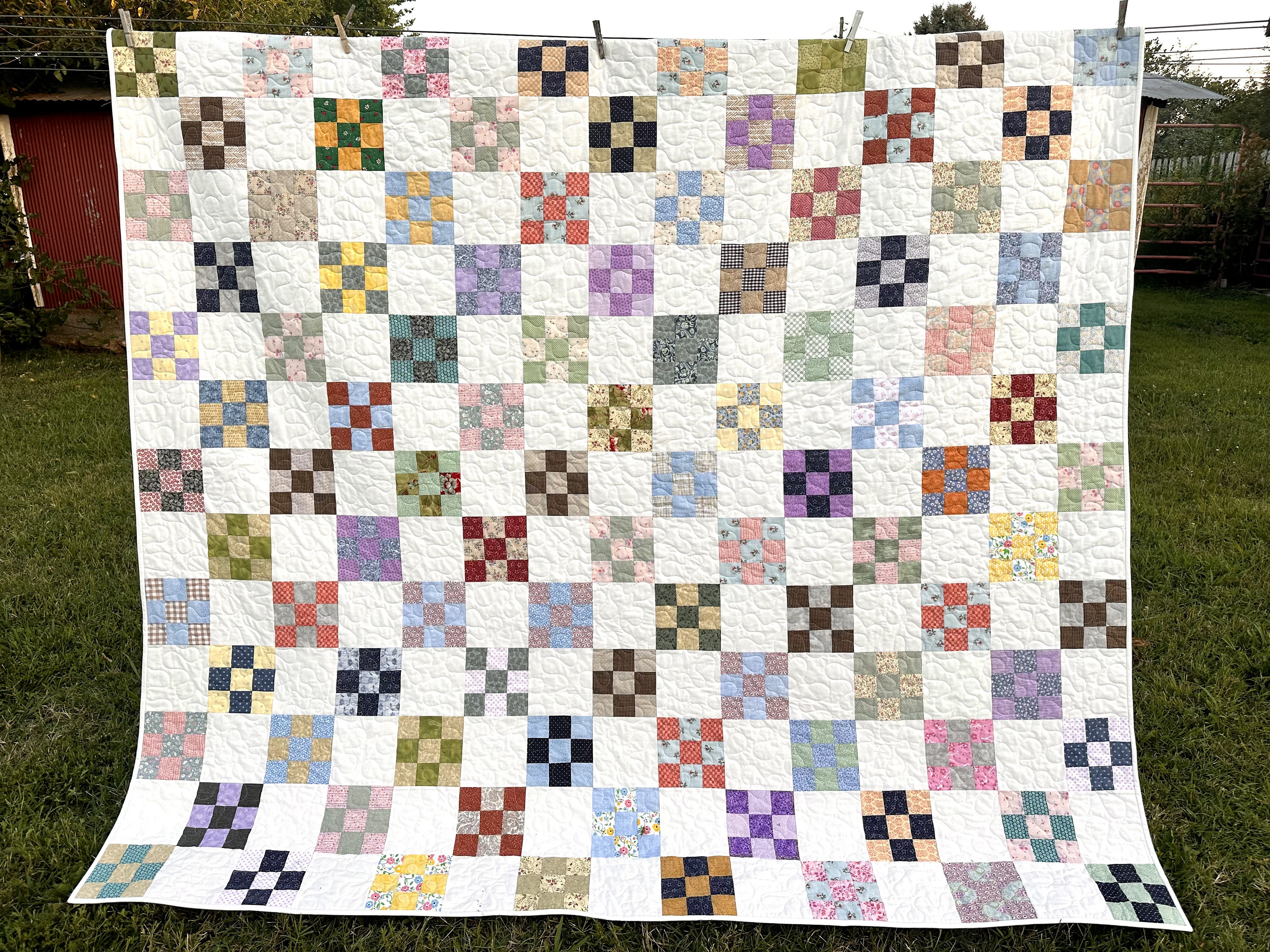 Handmade Nine-patch Scrap Quilt - Etsy
