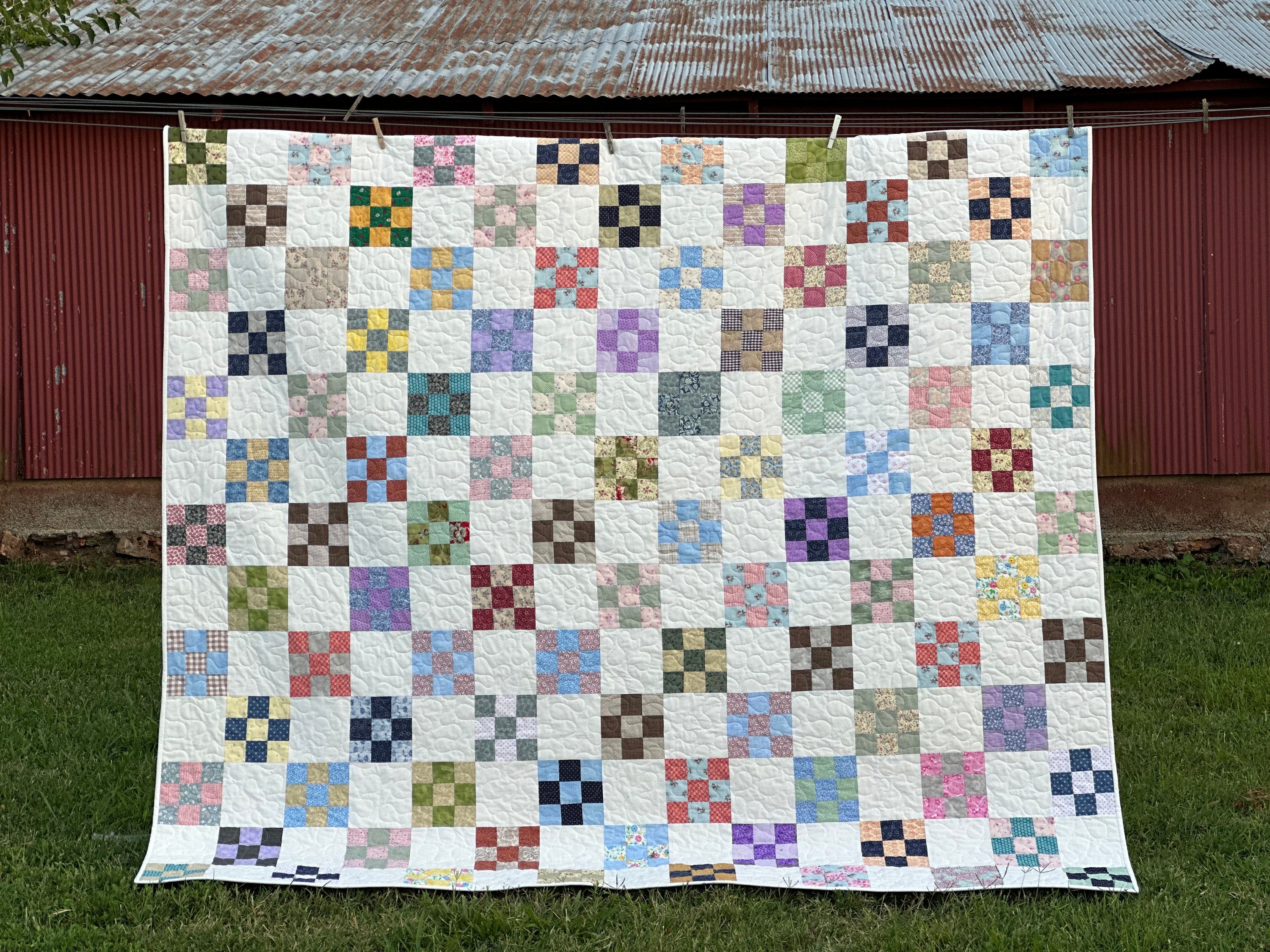 Handmade Nine-patch Scrap Quilt - Etsy