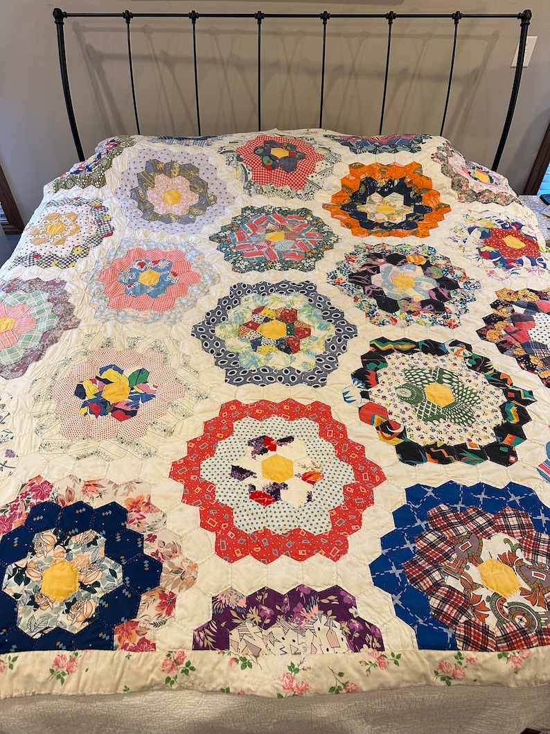 Grandmothers Flower Garden Handmade Quilt - Etsy