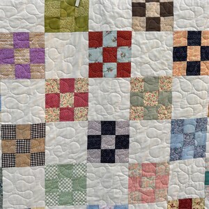 Handmade Nine-patch Scrap Quilt - Etsy
