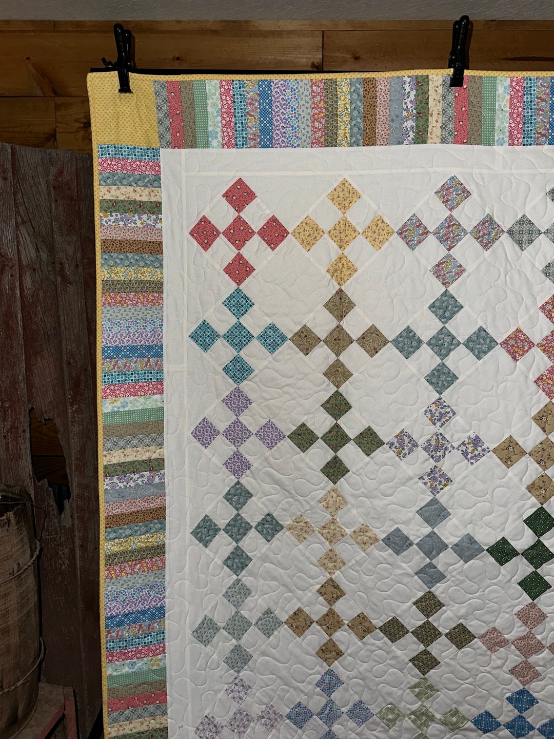 Handmade Patchwork Quilt, Country Farmhouse Decor, Cottagecore Shabby ...