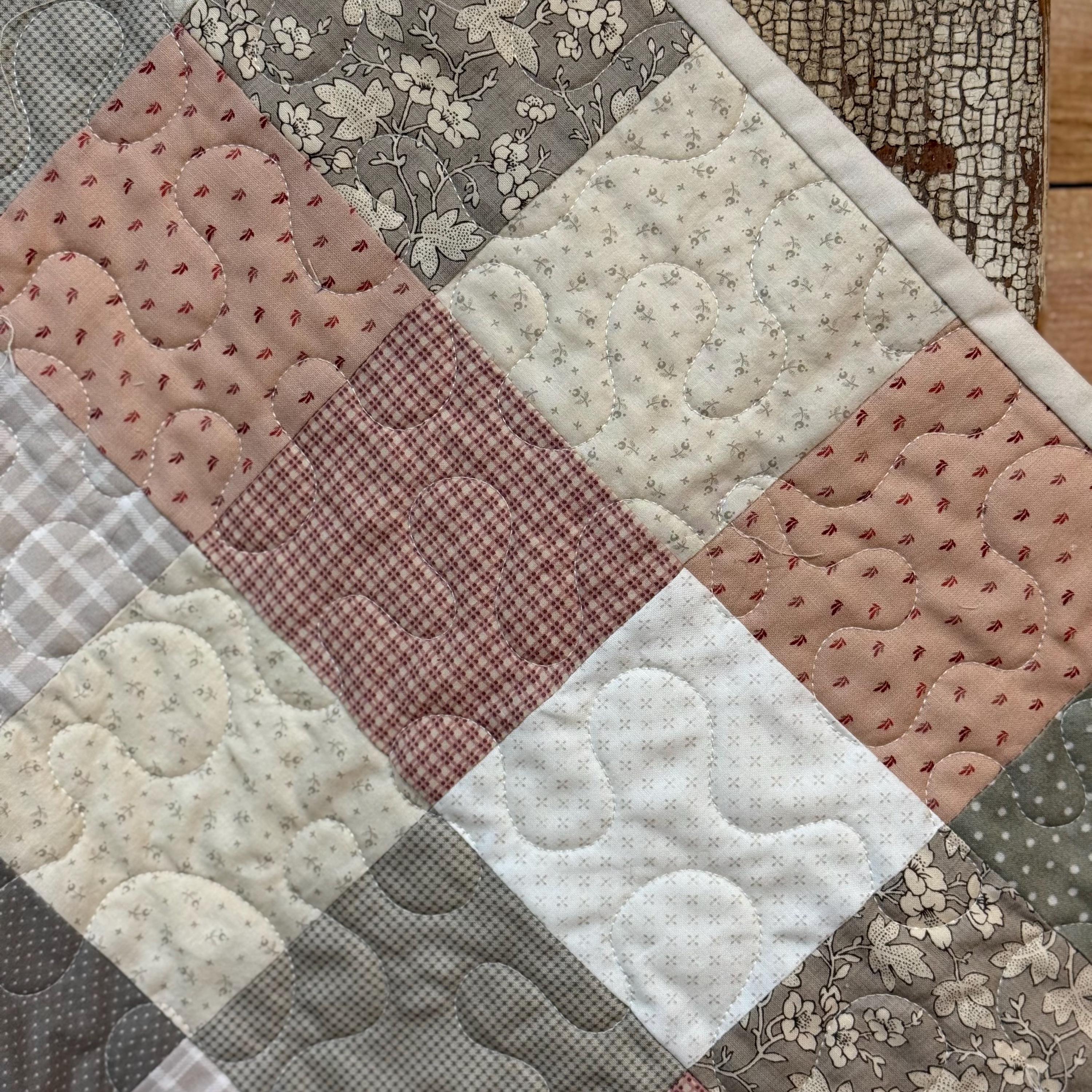 Baby Quilt: Mauve, Sage, Cream Cotton Floral Gingham Farmhouse Decor ...