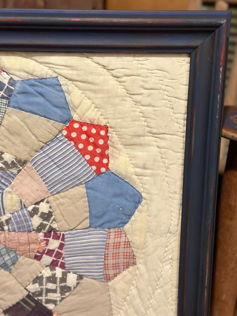 Vintage Country Farmhouse Quilt Repurposed in Blue Frame - Etsy