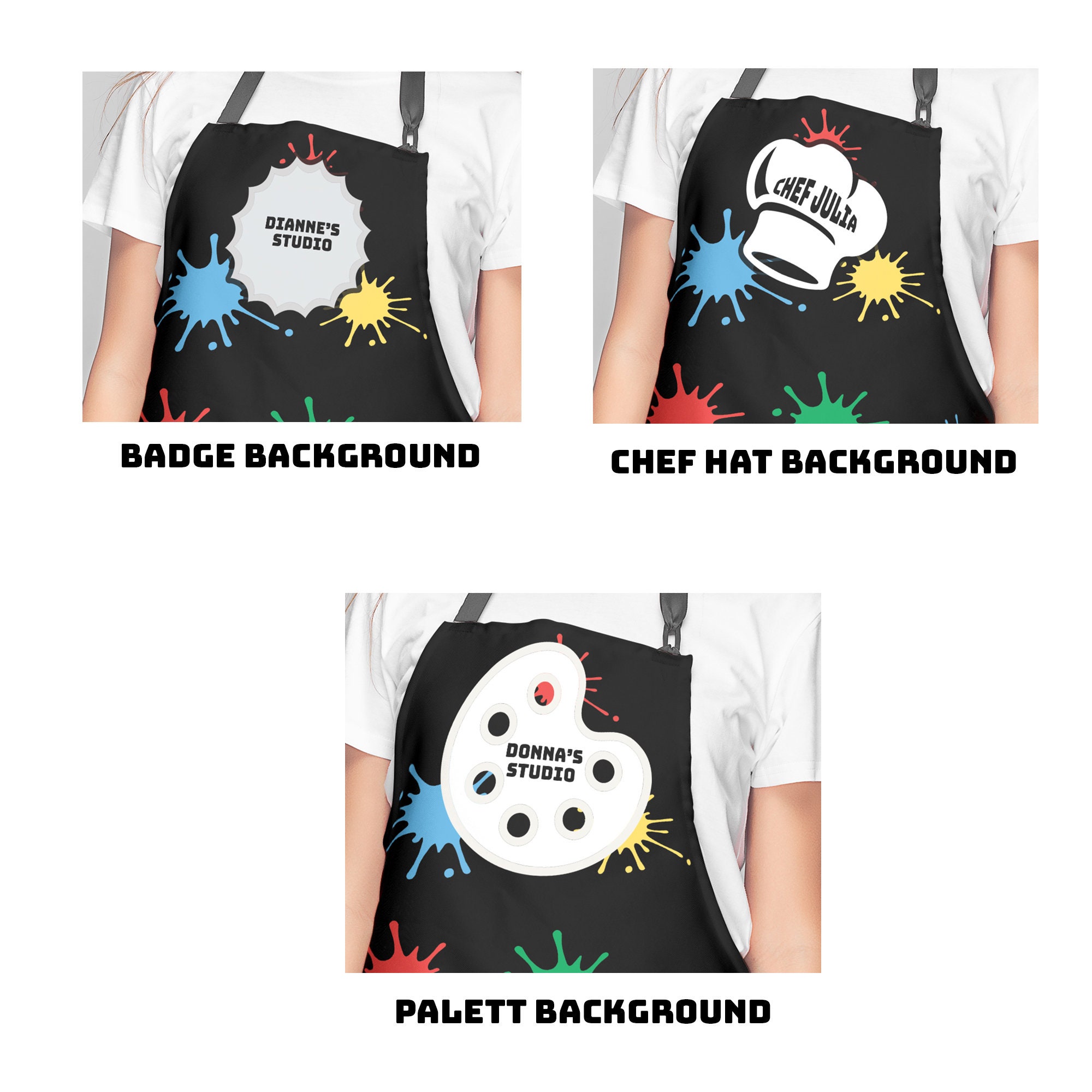 Personalized Paint Splatter Customizable Kitchen Apron and Artist's ...