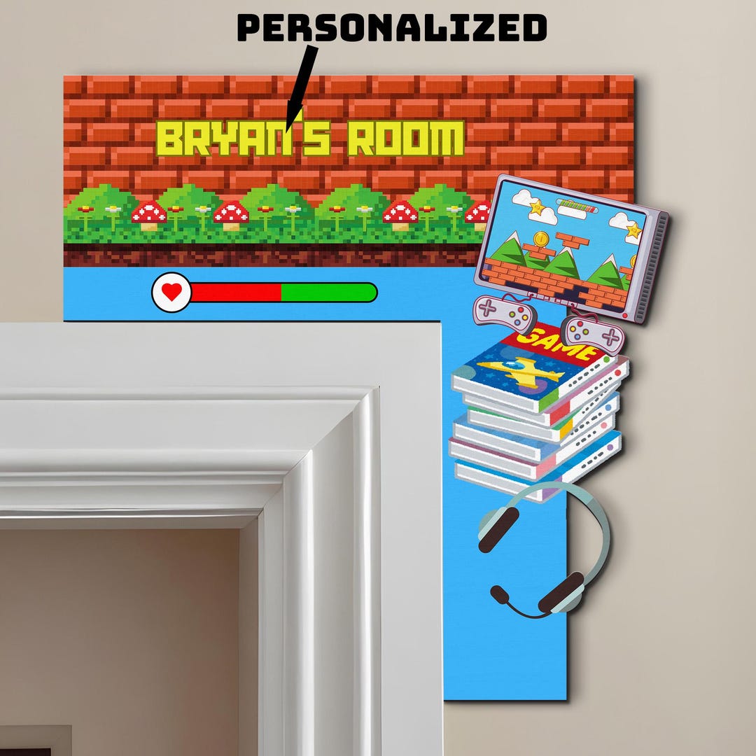 Video Game Themed Personalized Wooden Corner Sign for Boy's Bedroom ...