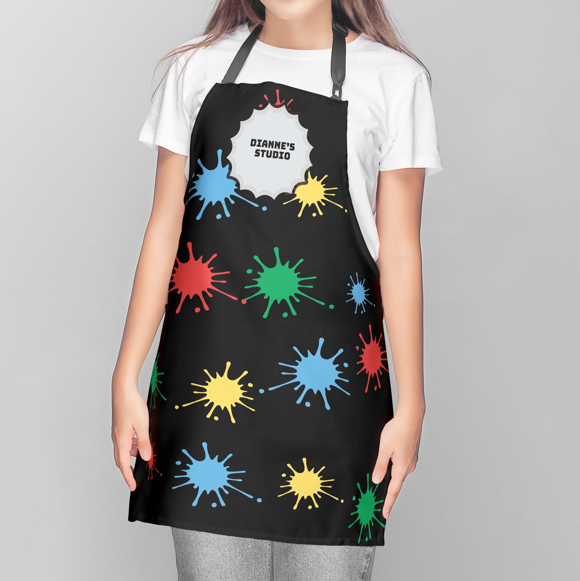 Personalized Paint Splatter Customizable Kitchen Apron and Artist's ...
