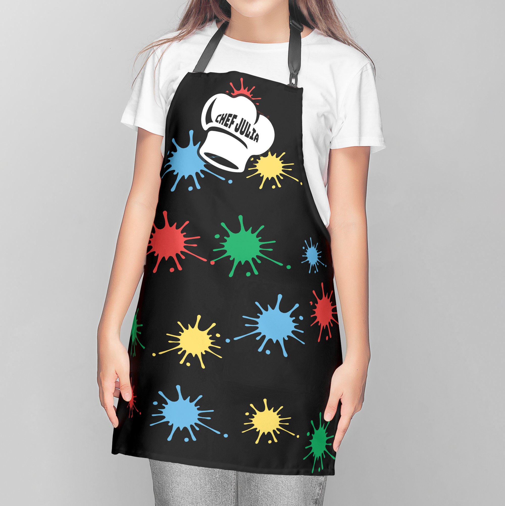 Personalized Paint Splatter Customizable Kitchen Apron and Artist's ...
