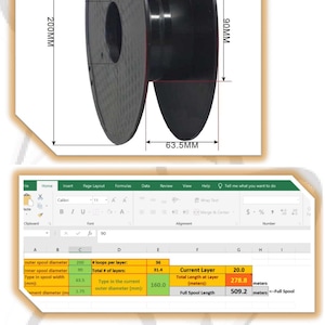 Filament Spool Tracker Counter Excel Spreadsheet - How Much is Left on ...