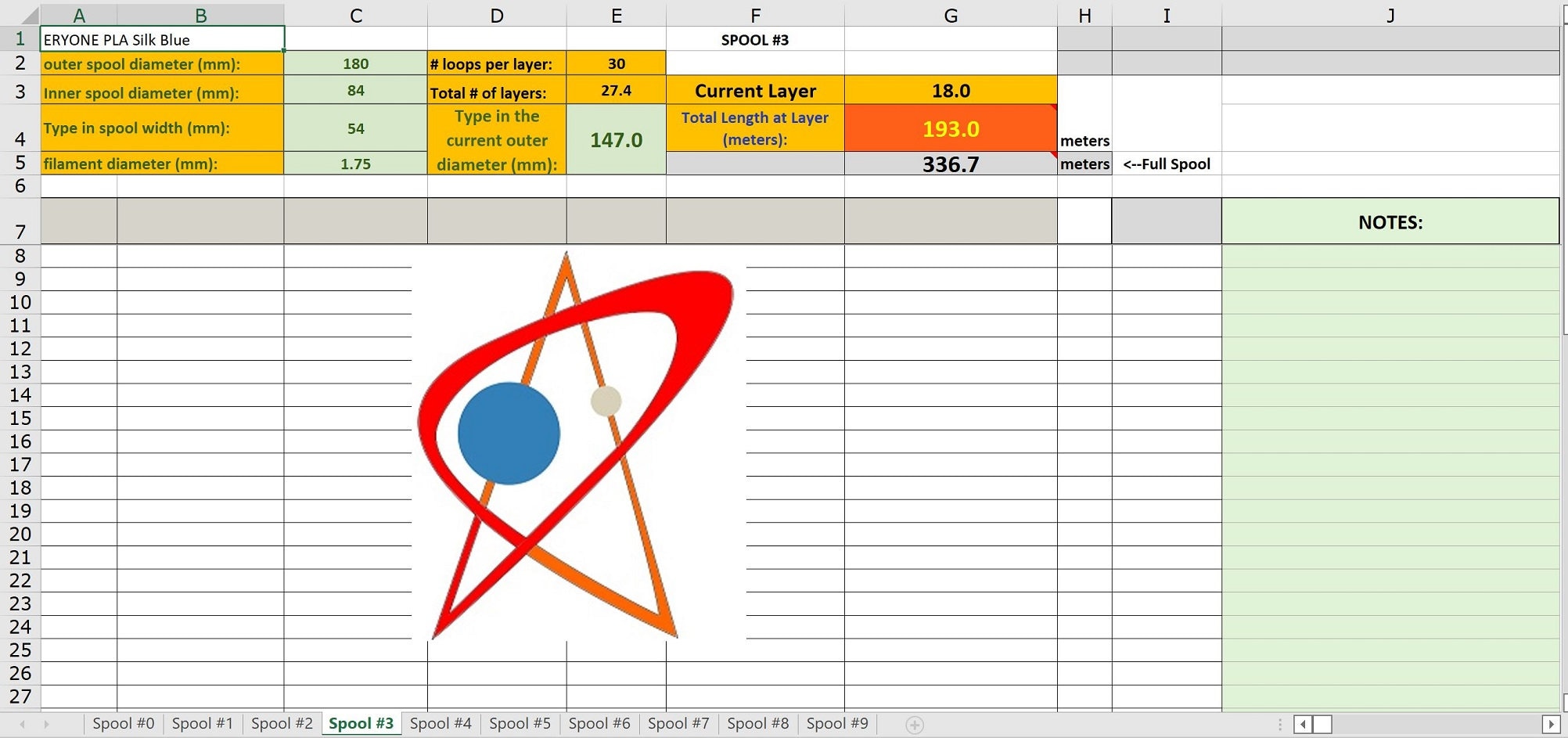 Filament Spool Tracker Counter Excel Spreadsheet How Much is | Etsy