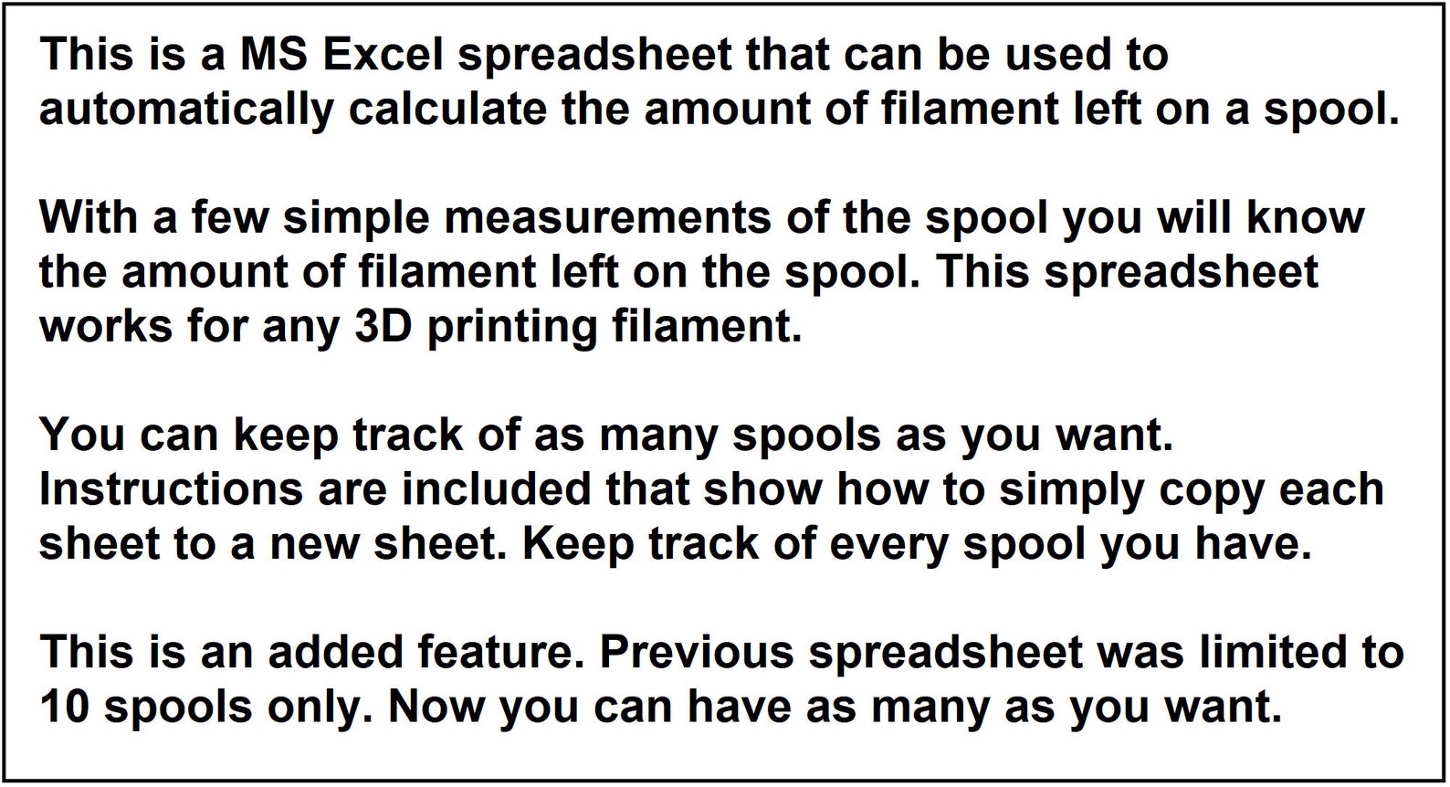 Filament Spool Tracker Counter Excel Spreadsheet - How Much is Left on ...