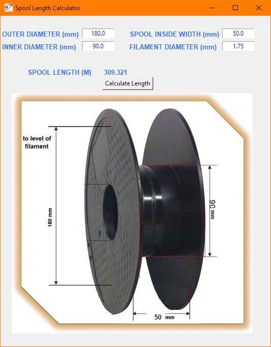 3D Filament Length Spool Calculator for Windows 64bit - Etsy