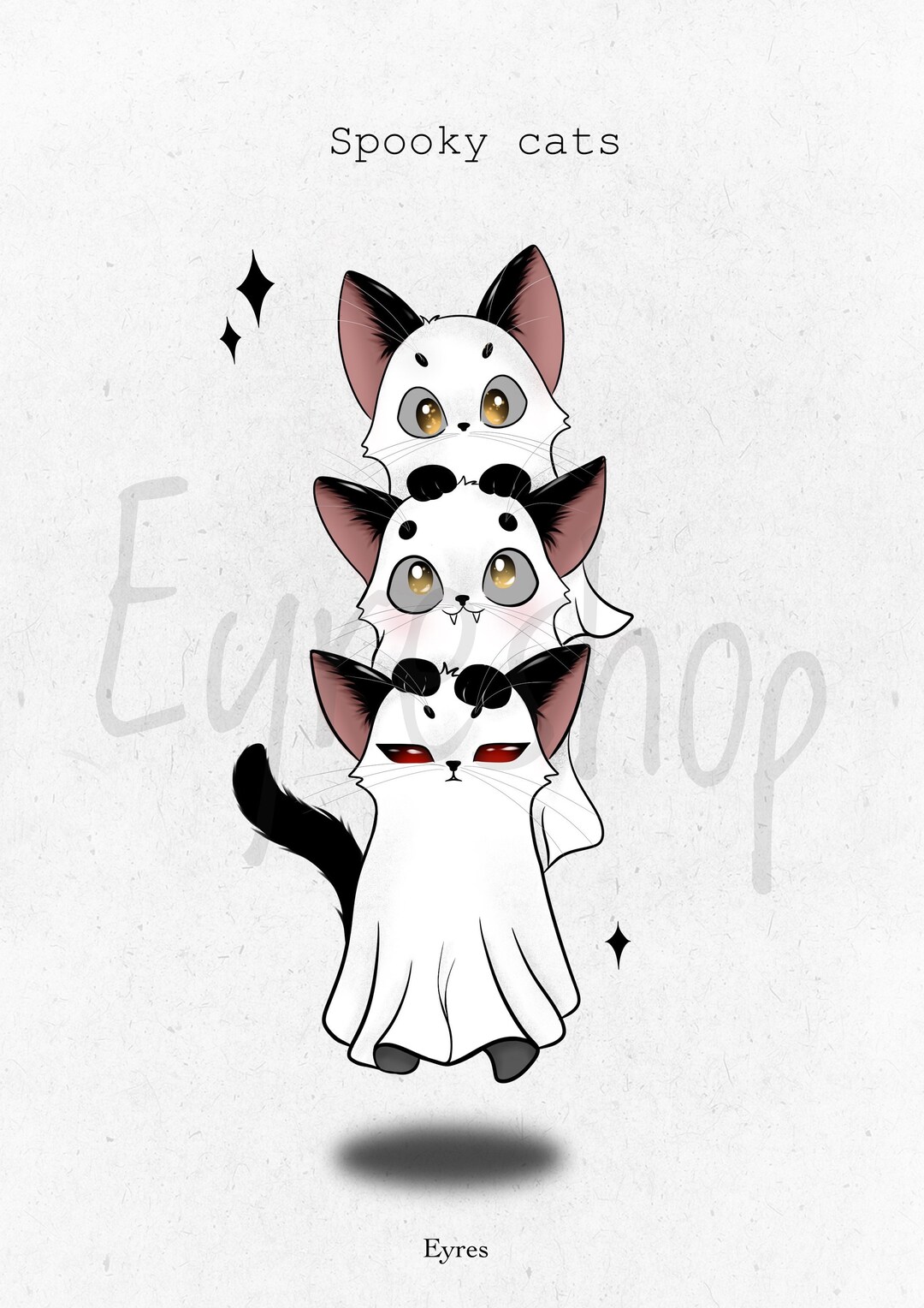 Illustration Spooky Cats - Etsy
