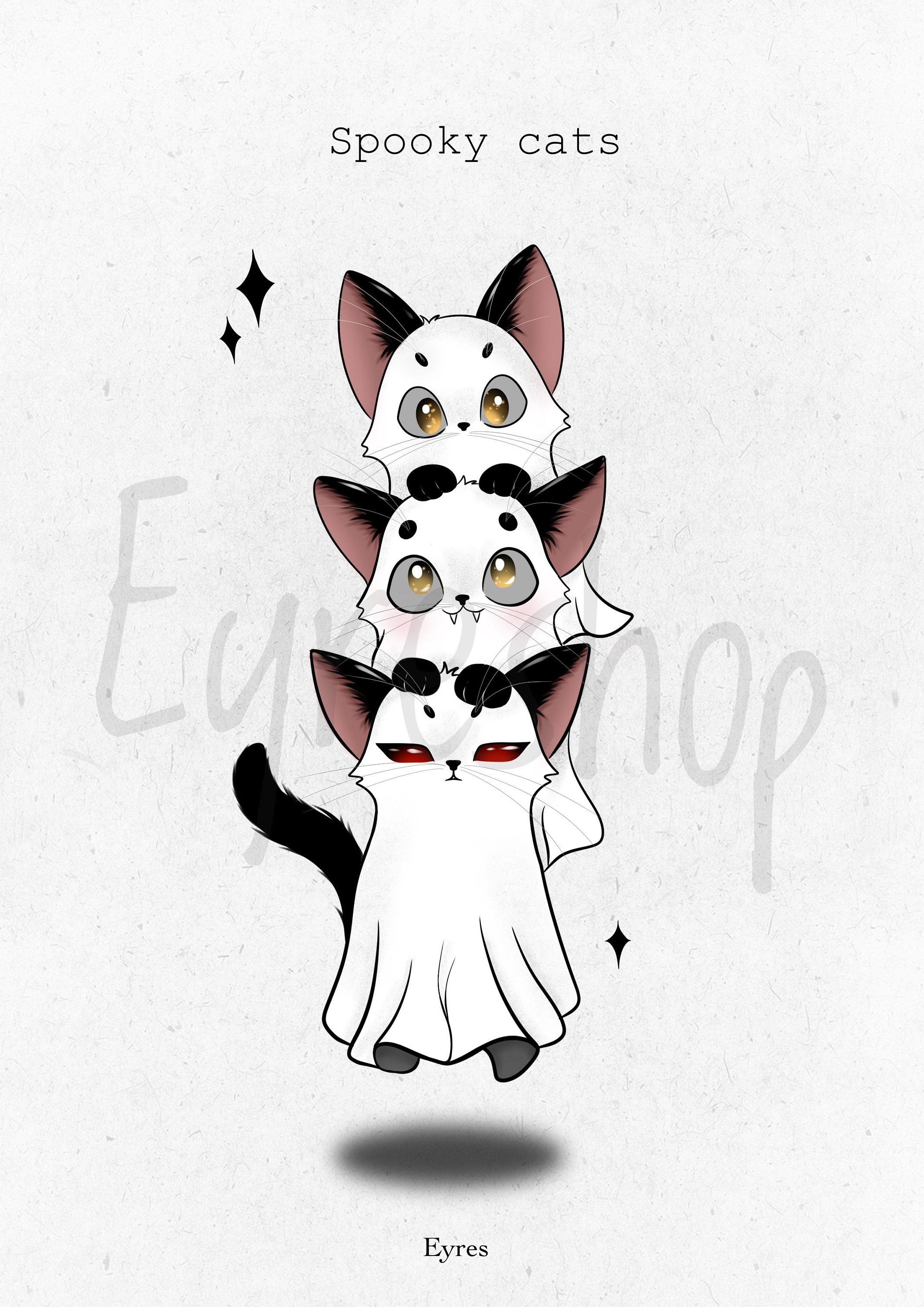 Illustration Spooky Cats - Etsy
