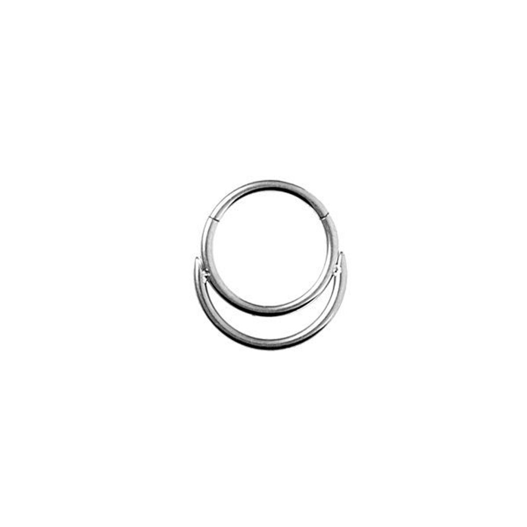 Double Ring Septum or Nostril Gold or Silver Stainless Steel 16 Gauge ...