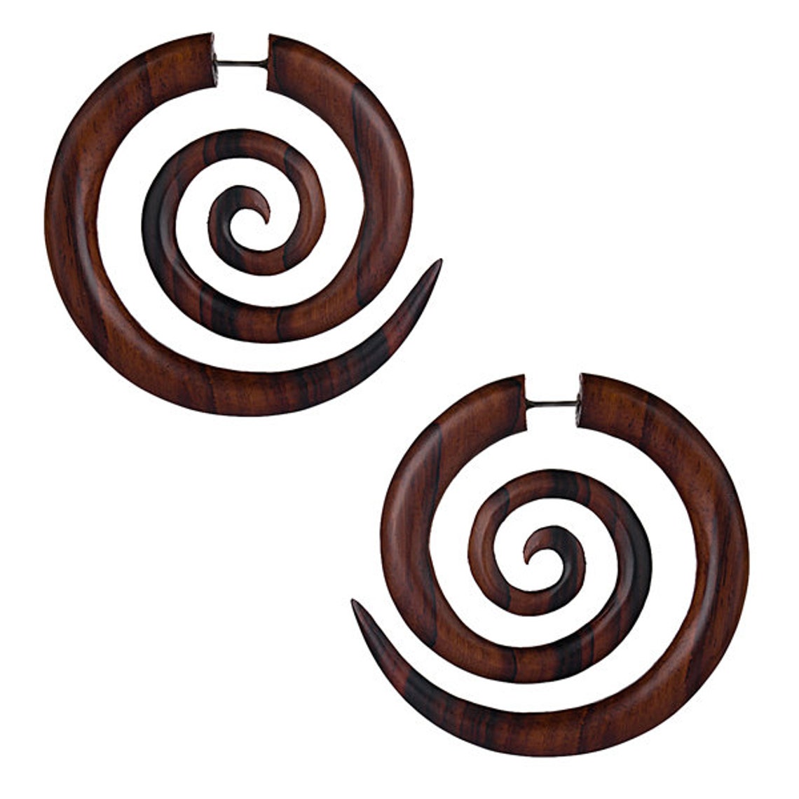 Wooden Super Spiral Fake Gauged Earrings Fake Expander - Etsy