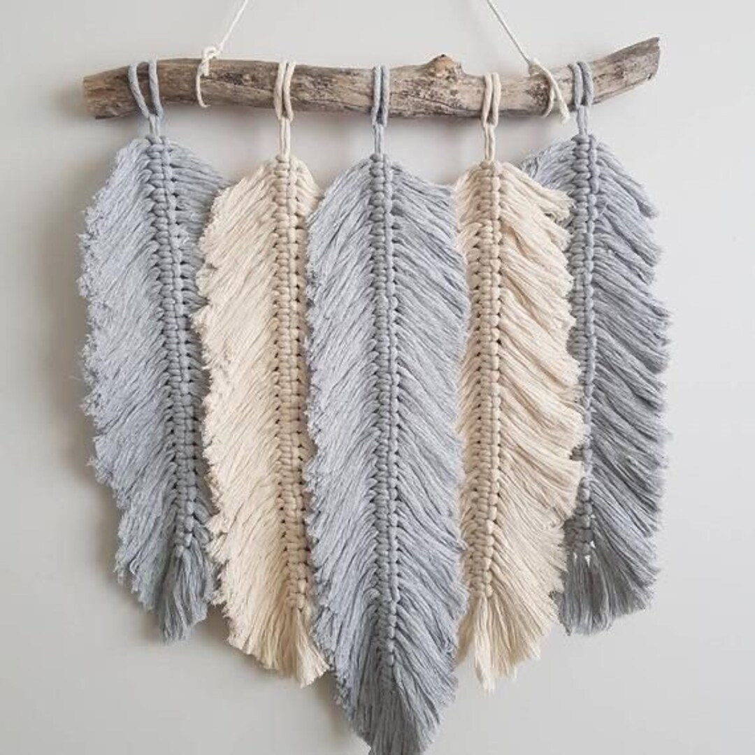 DIY Macrame 5 X Feathers, Wall Hanging KIT 30 X 30cm - Etsy