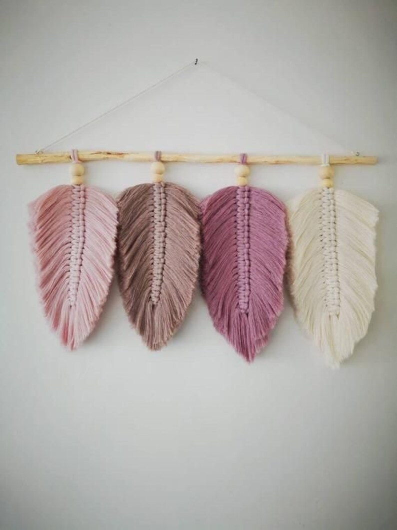DIY Macrame 3 X Feathers Wall Hanging KIT 28 X 30cm - Etsy