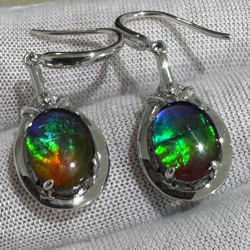 Studs Ammolite Earrings - Etsy UK