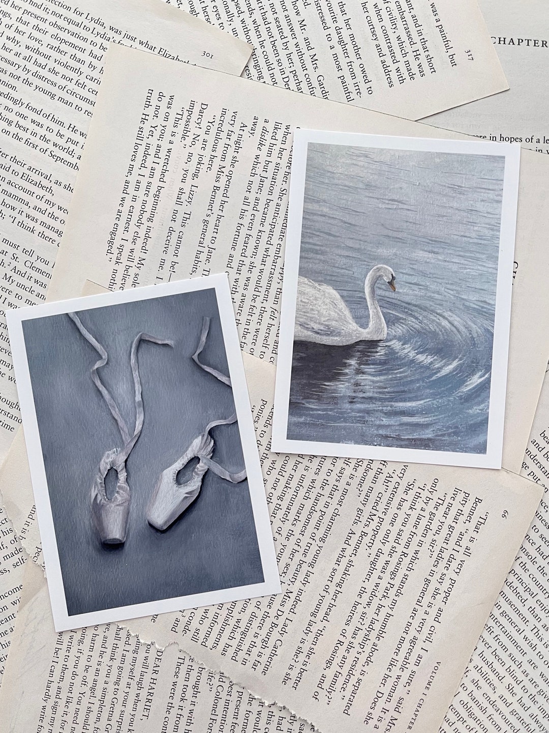 Swan Painting and Pointe Shoes Painting Prints BUNDLE - Etsy